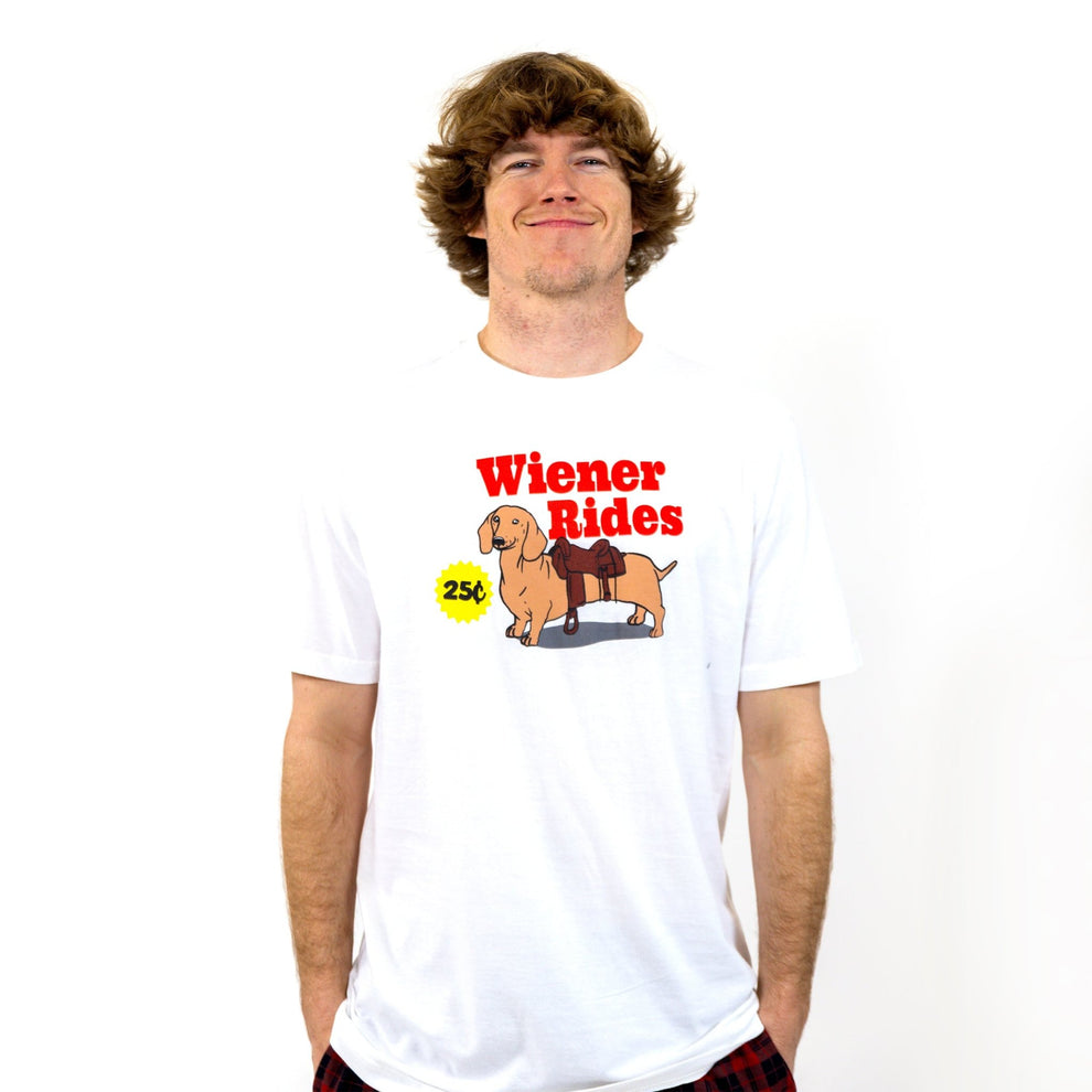 Wiener Rides White Tee – Danny Duncan